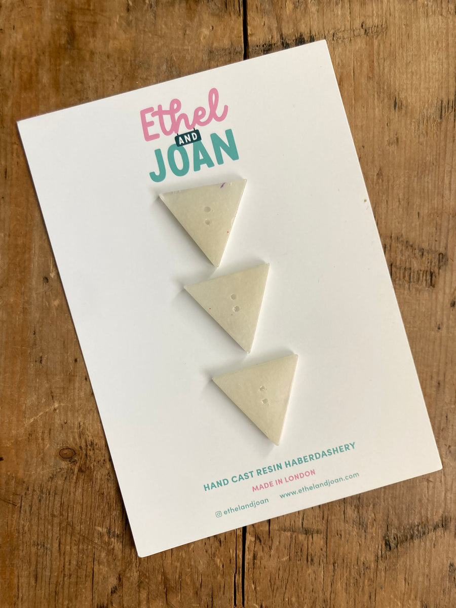 Large Triangle Buttons in Pearlescent White - 30mm - Ethel and Joan ...