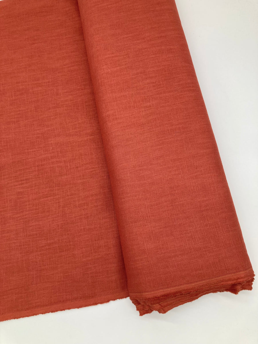 Washed Linen Cotton Blend - Rust – Bornella Fabrics